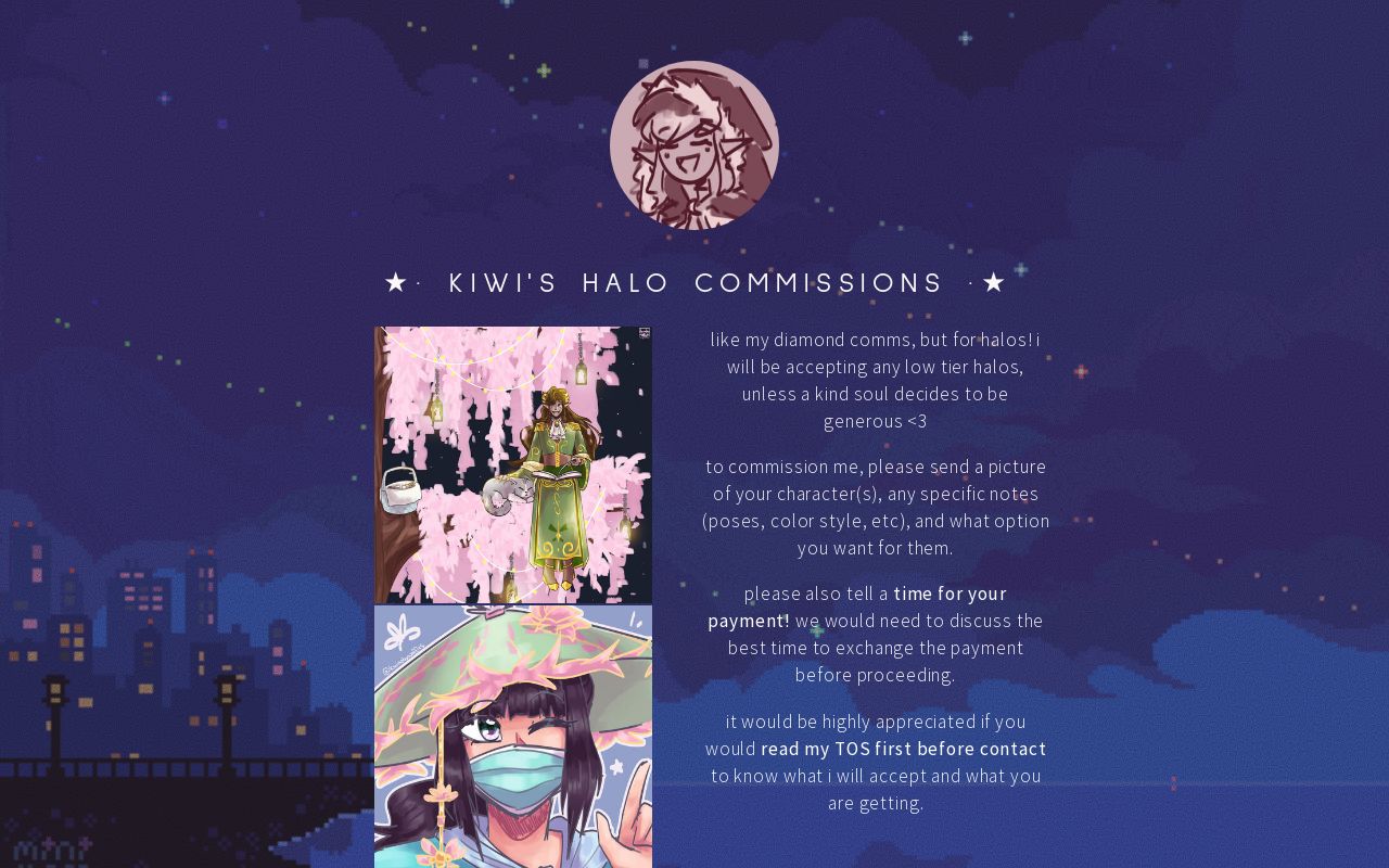 kiwi's halo commissions